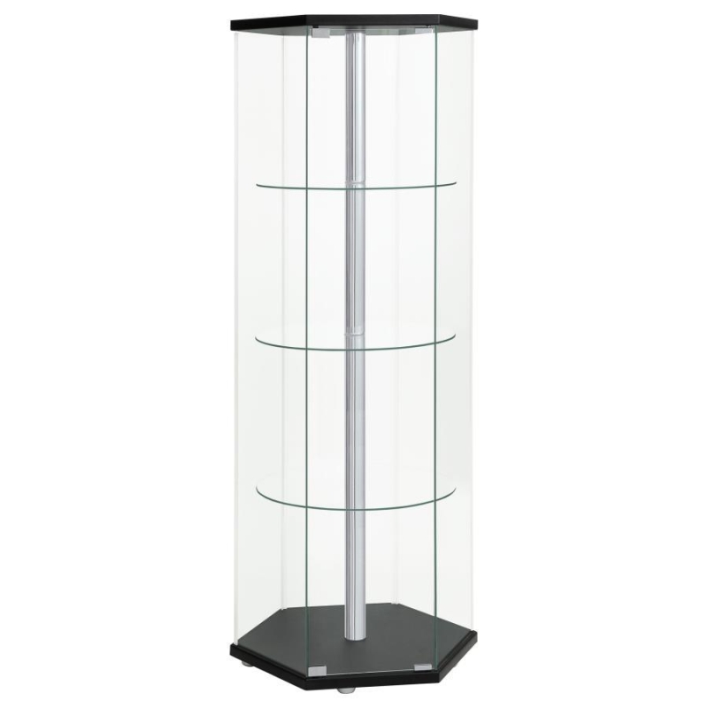 Buy Zahavah - 4-Shelf Hexagonal Clear Glass Curio Cabinet at Cozy ...