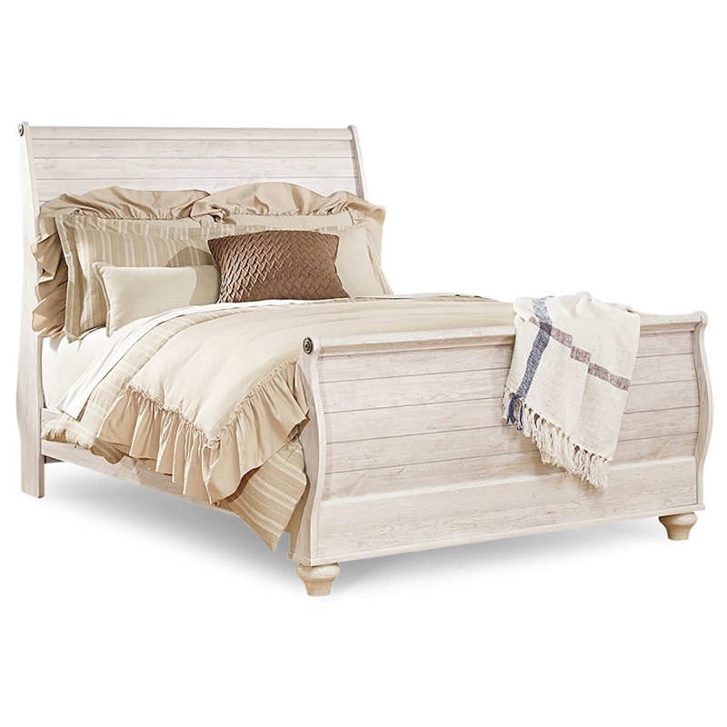 B267B4-P - Willowton Sleigh Bed With Faux Plank Design Whitewash by ...