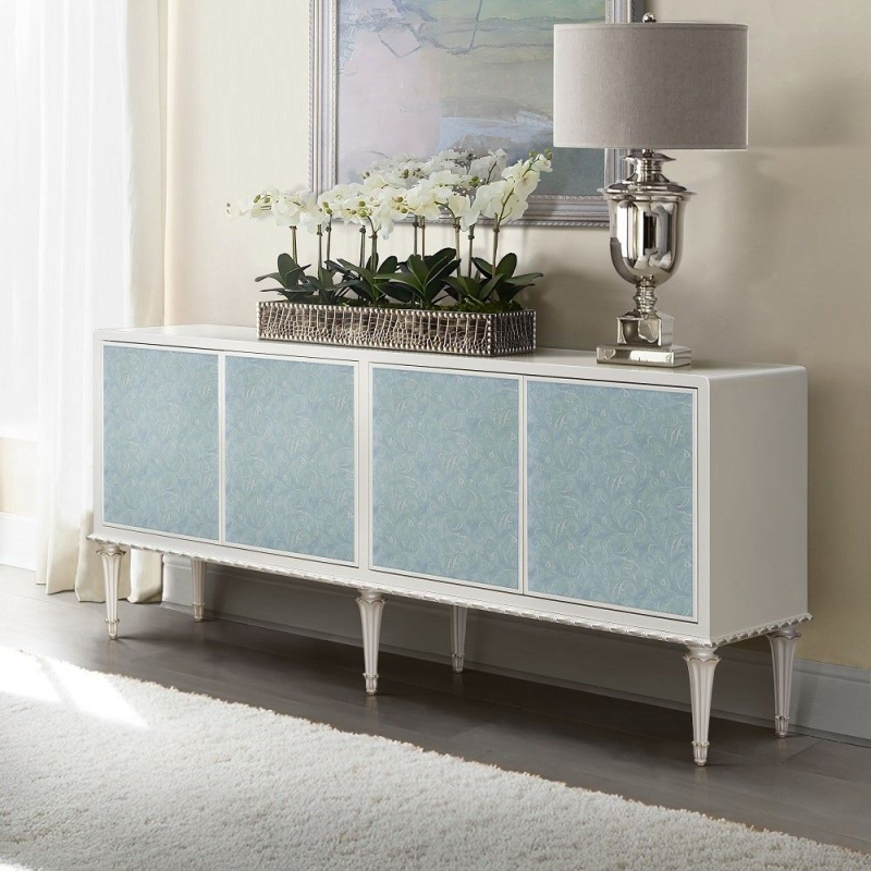Buy Ansaldo - Console Cabinet - Pearl White & Silver Shimmer at Cozy ...