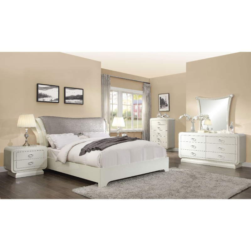 Buy Bellagio - Eastern King Bed - PU & Ivory High Gloss at Cozy Living ...