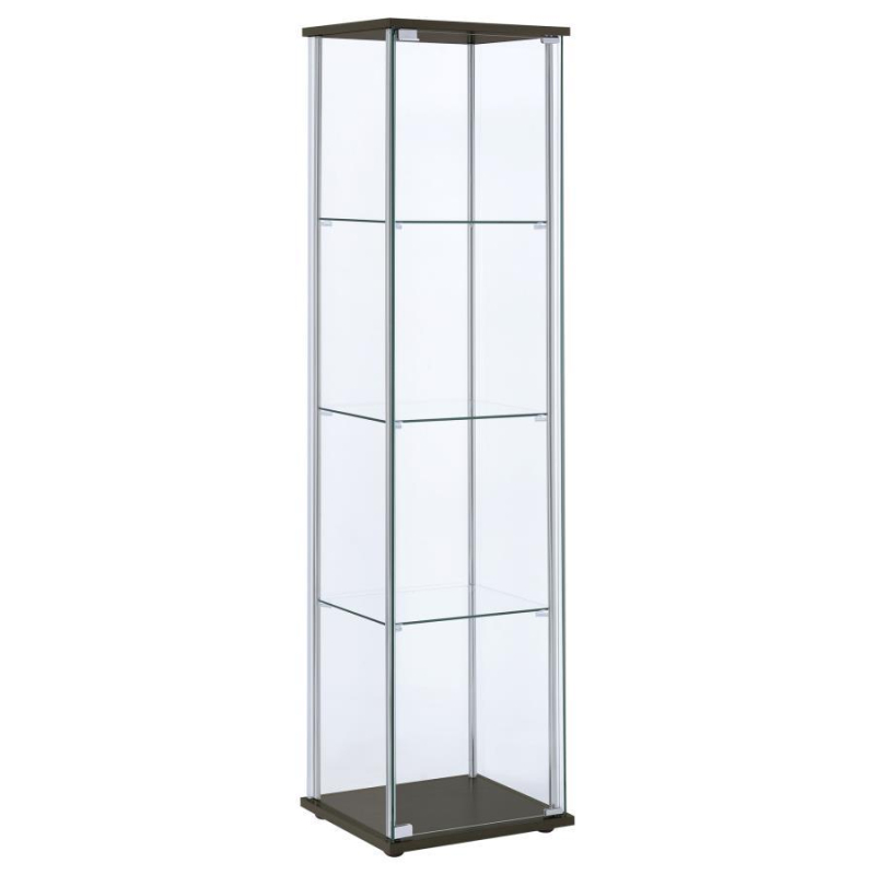 Buy Bellatrix - 4-Shelf Clear Glass Curio Cabinet - Cappuccino at Cozy ...