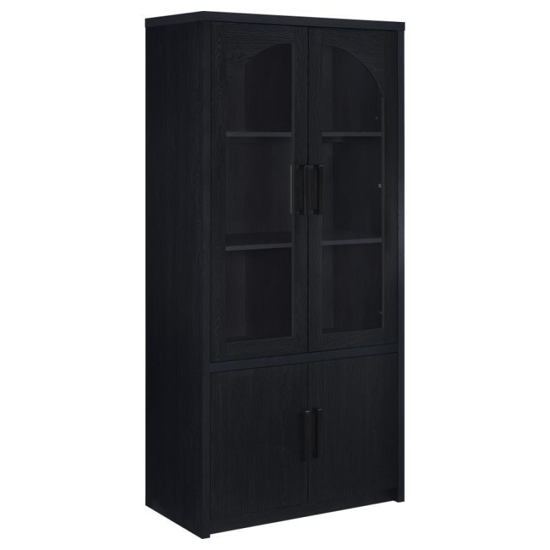 Buy Riva - 4-Door Tall Accent Display Cabinet LED Lighting - Black at ...